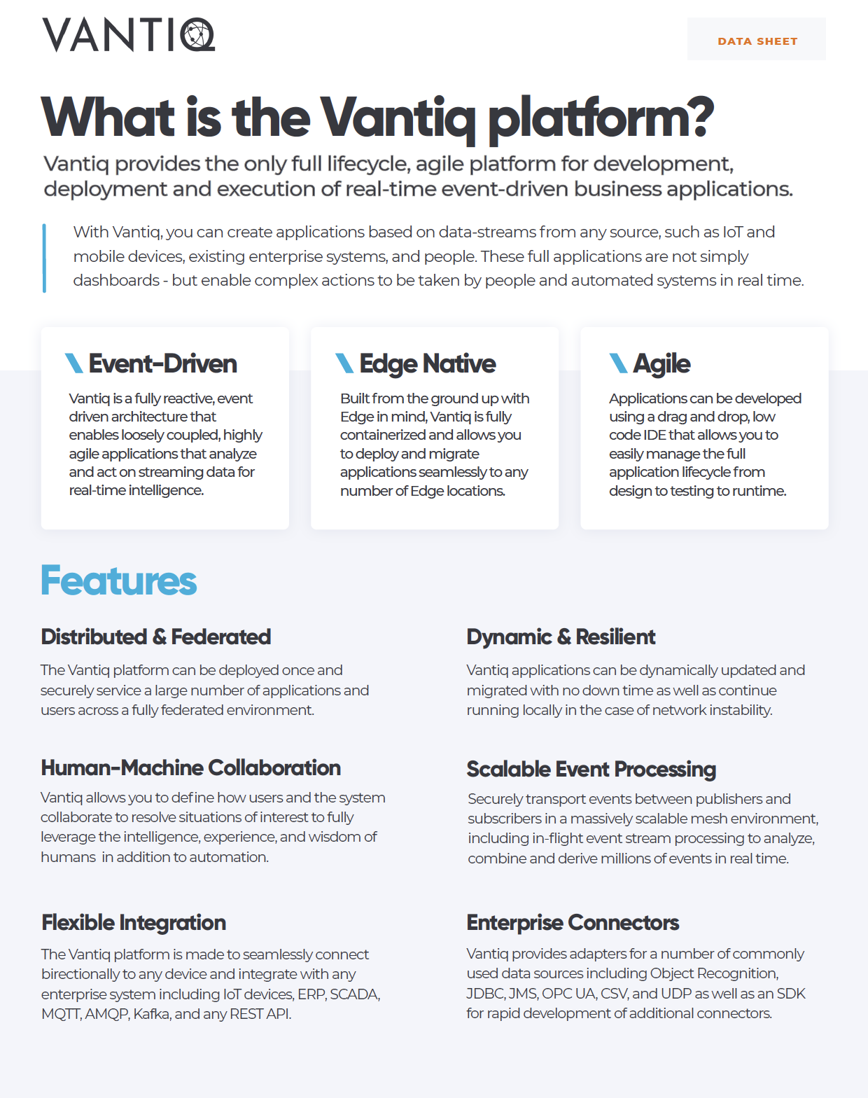 Vantiq Platform Datasheet – VANTIQ